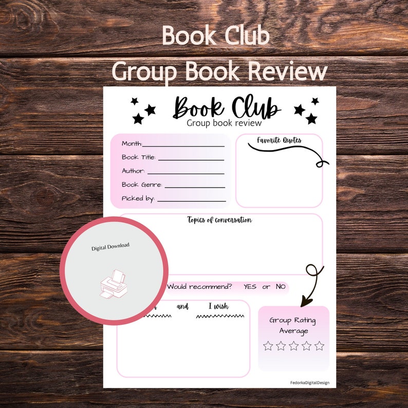 Book Club Group Review - Etsy