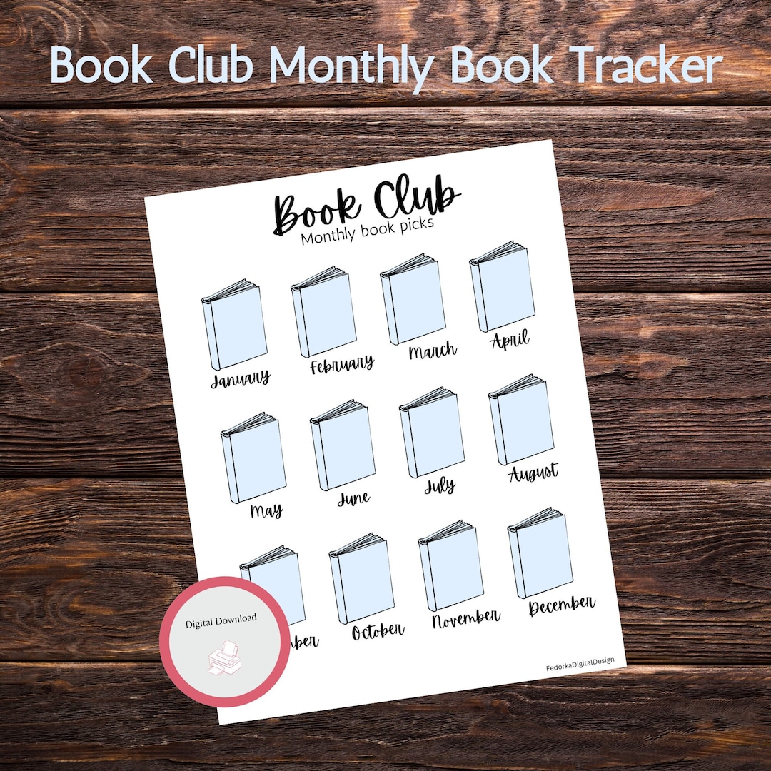 Book Club Monthly Book Tracker - Etsy