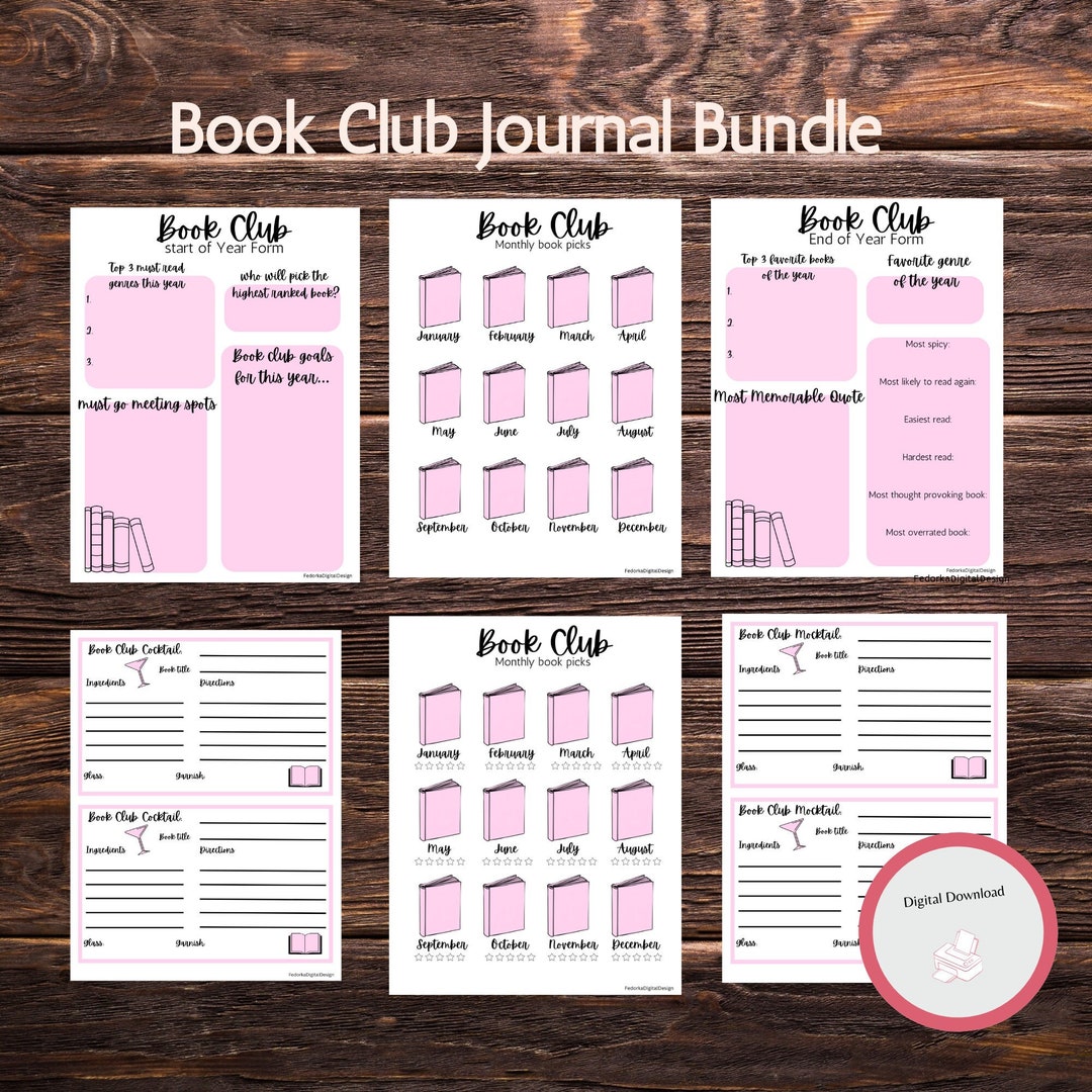 Book Club Journal Bundle 6 Pages - Etsy