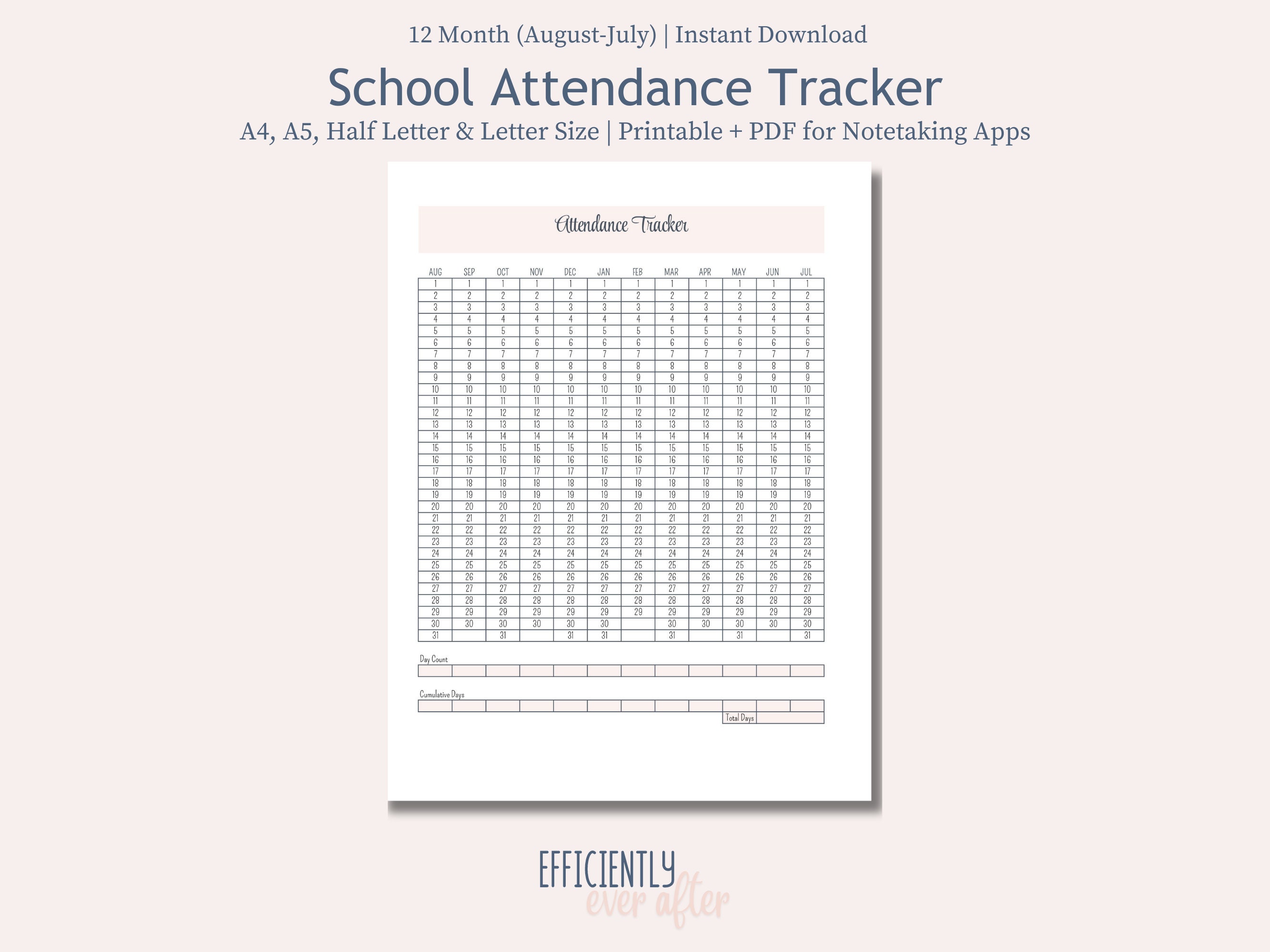 Attendance Tracker Printable & Notetaking App PDF Homeschool Attendance ...