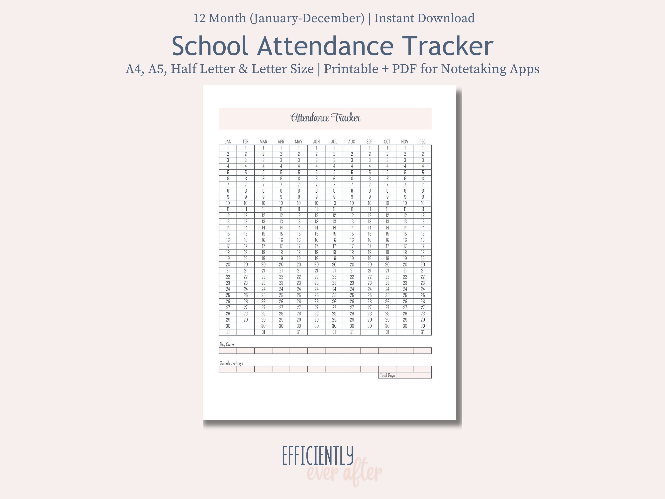 Attendance Tracker Printable & Notetaking App PDF Homeschool Attendance ...