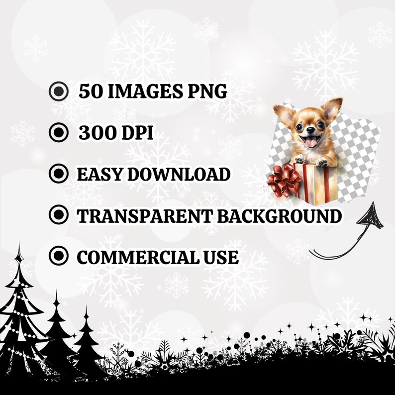 Christmas Dogs Watercolor Clipart Bundle 50 PNG Festive Chihuahua, Cozy ...