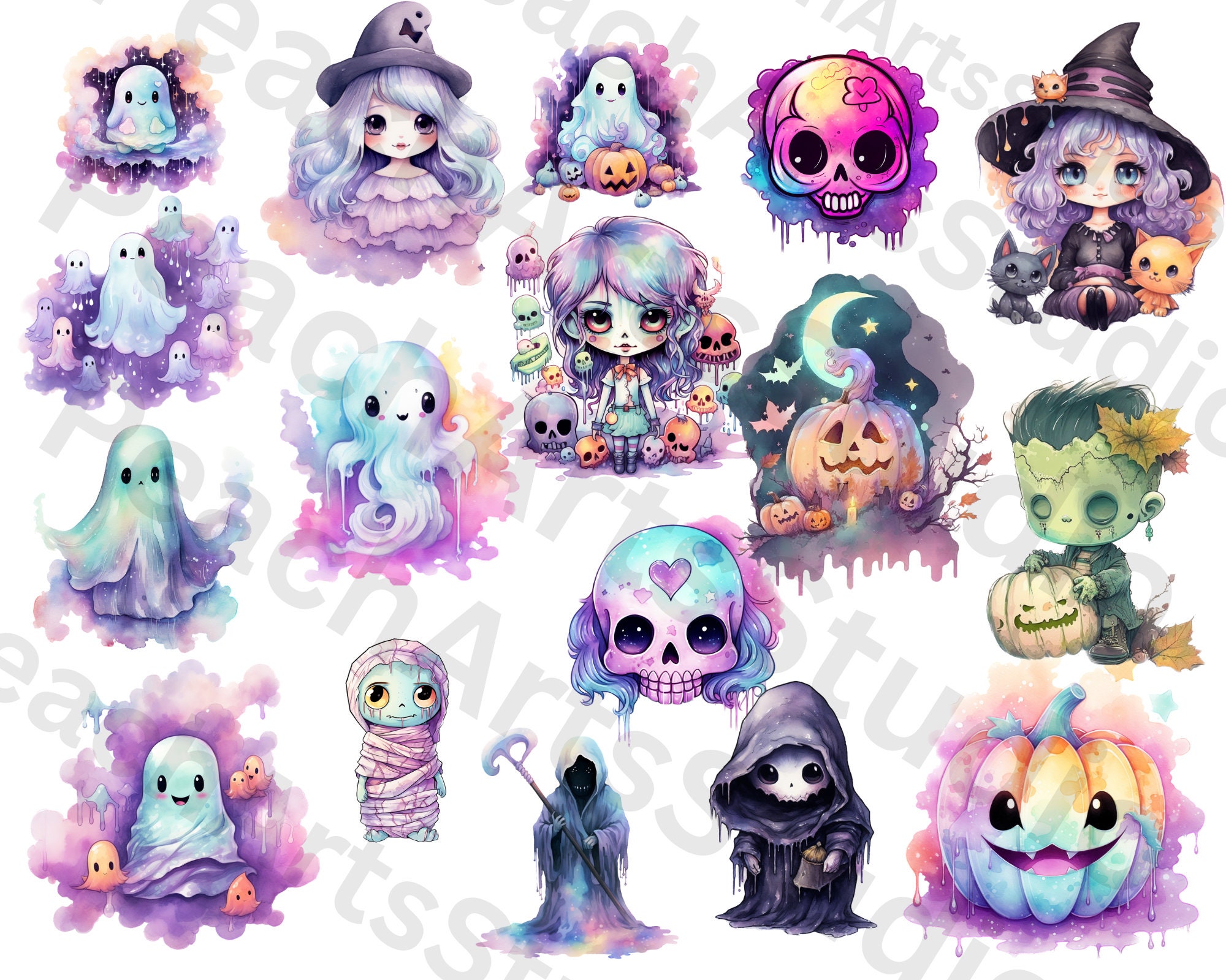 Pastel Halloween Clipart Bundle Commercial Use Png - Etsy