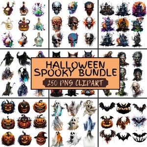 250 Halloween Spooky Clipart Bundle PNG Graphics Commercial - Etsy