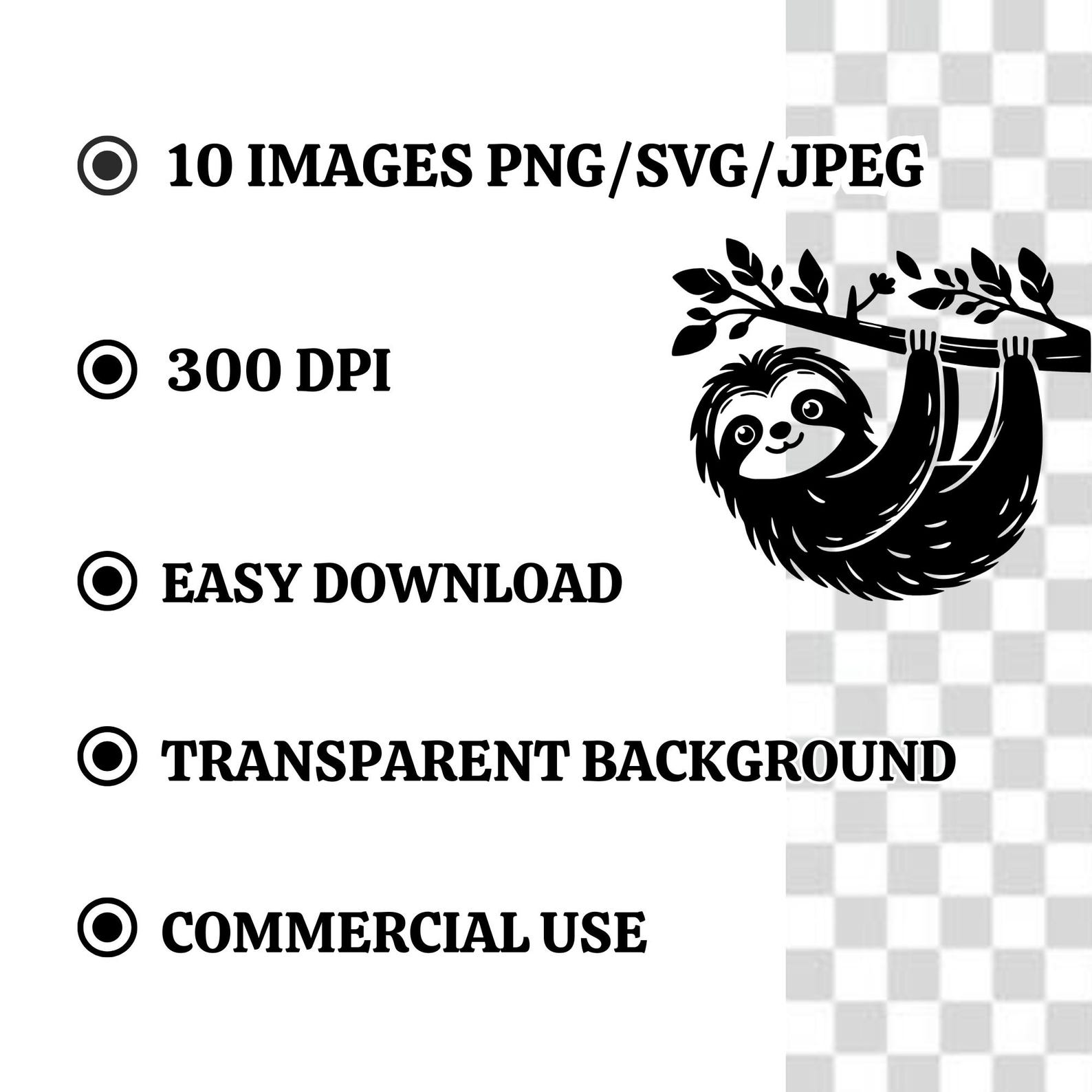 Cute Sloth Svg Clipart Bundle - 10 Designs, Printable Sloth ...
