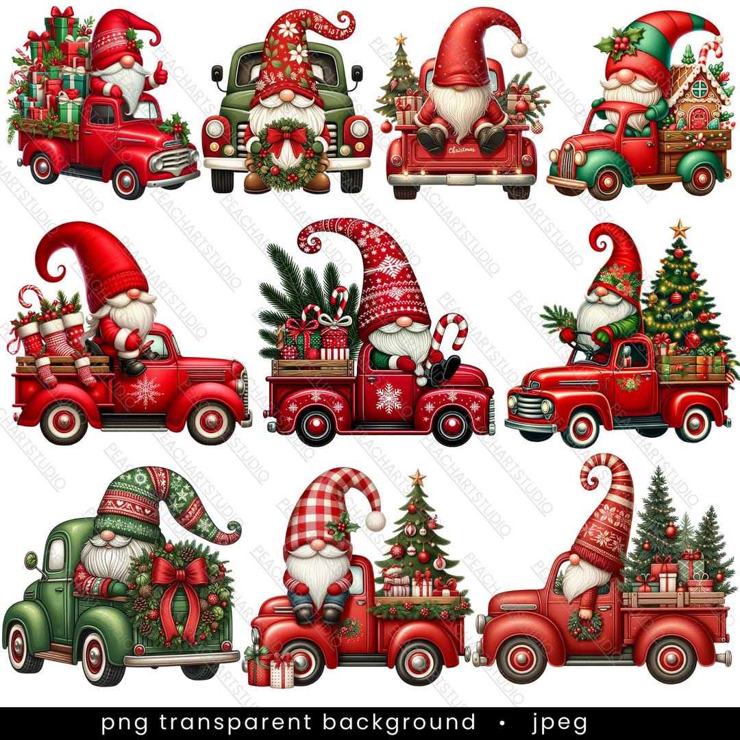 Christmas Gnome and Truck Clipart Bundle, Christmas Clipart, Winter ...