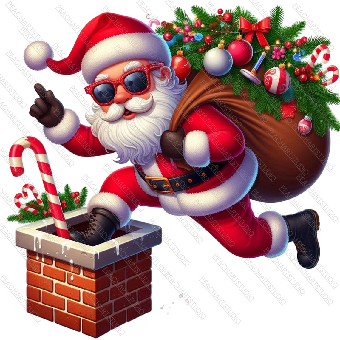 Cool Santa Clipart - 5 Designs. Funny Santa Clipart, Christmas Clipart ...