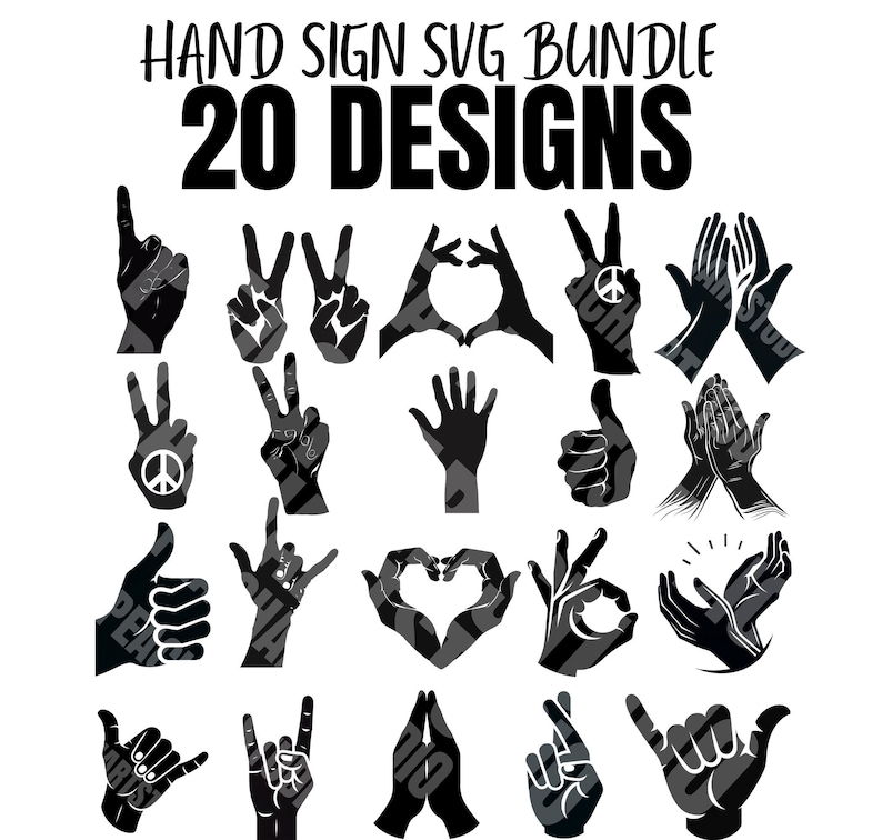 Peace and Love Hands Signs - Vector Cut Files Silhouette Svg | Png ...