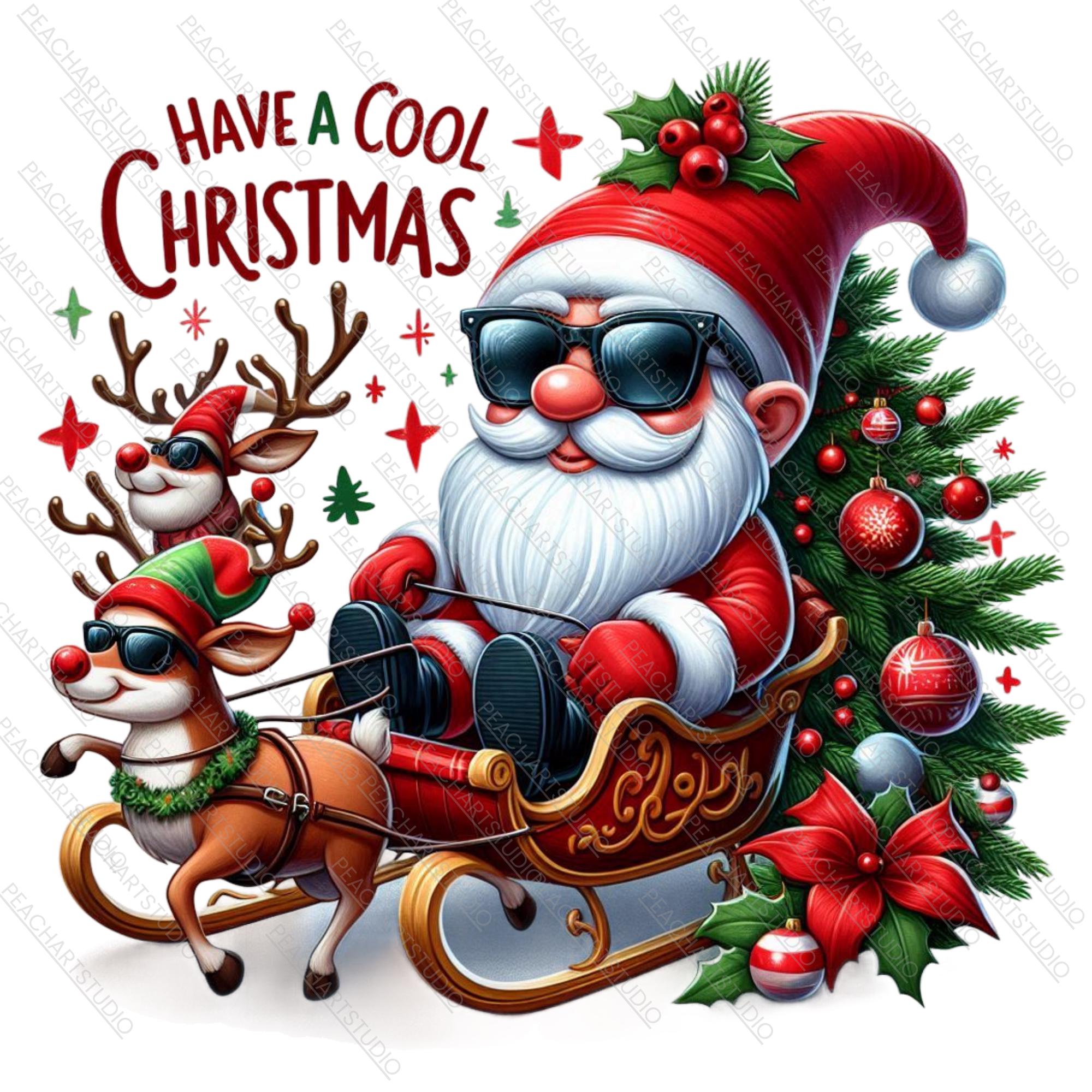Cool Santa Clipart - 5 Designs. Funny Santa Clipart, Christmas Clipart ...