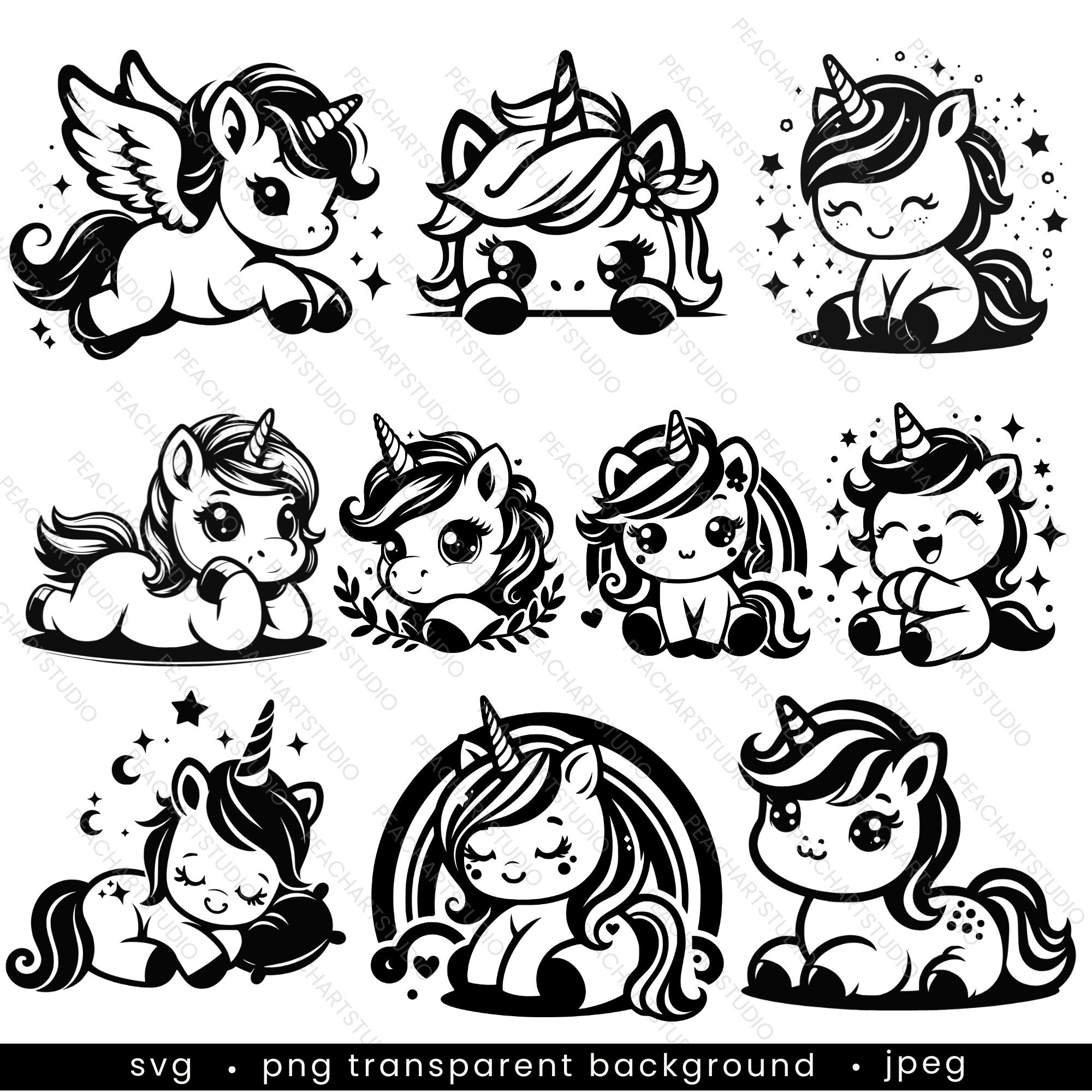 Cute Unicorn SVG PNG, Unicorn Clip Art, Unicorn Kawaii SVG, Unicorn Svg ...