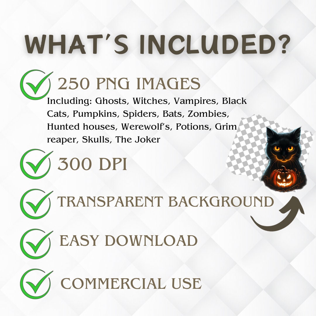 250 Halloween Spooky Clipart Bundle PNG Graphics Commercial - Etsy