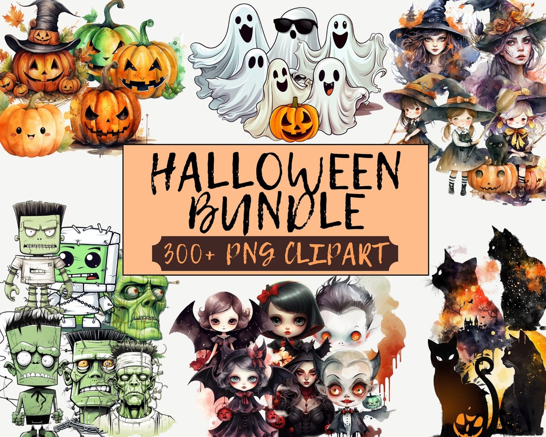 Halloween Cute Goth Characters Clipart Bundle - 300+ Designs, Cute ...