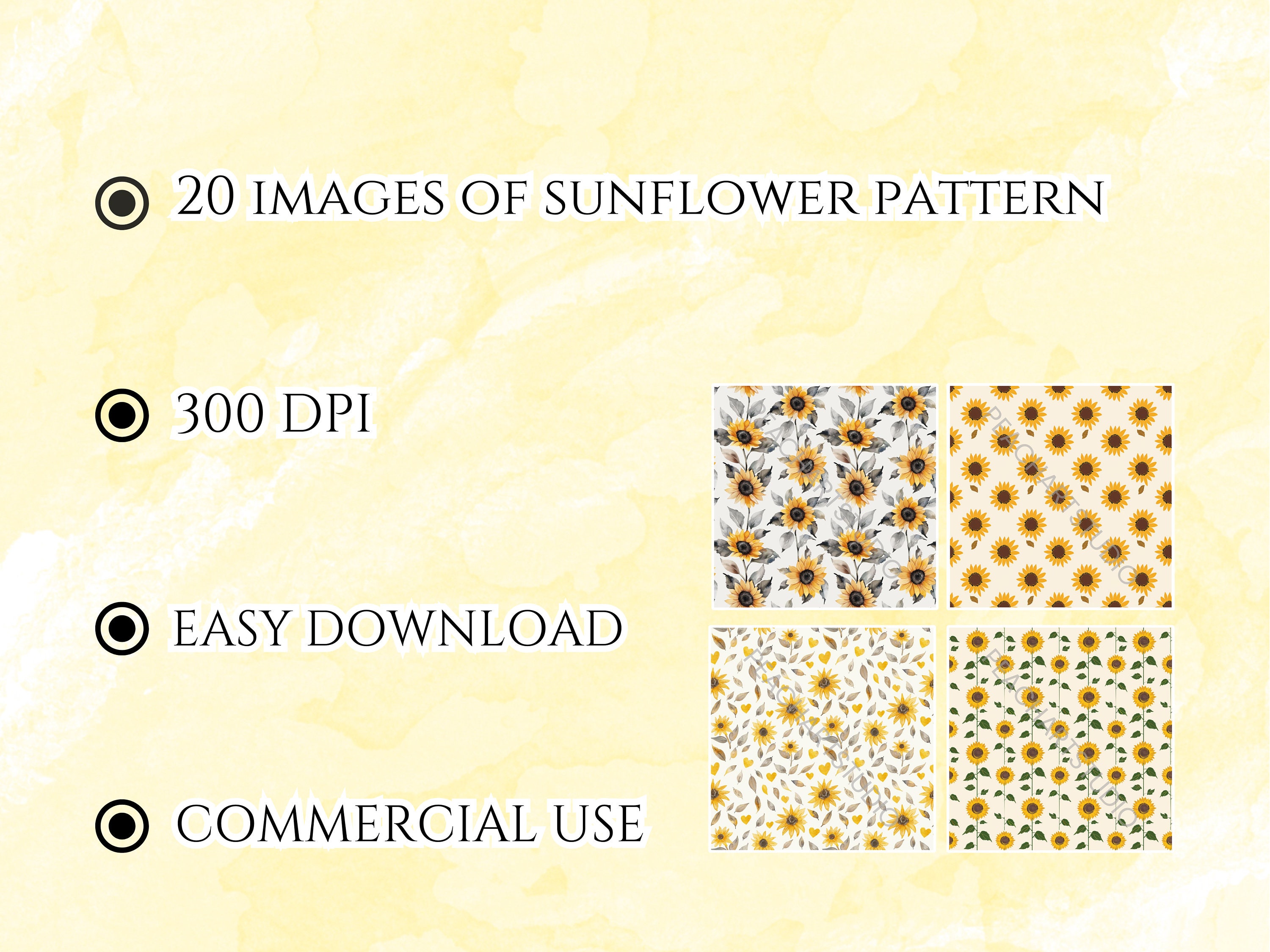 Watercolor Sunflowers Digital Paper - 20 Seamless Autumn Fall Summer ...