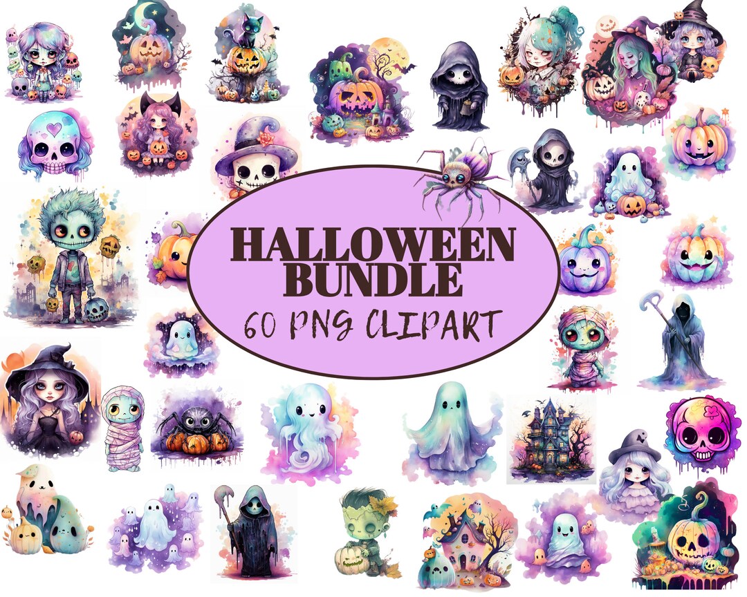 Pastel Halloween Clipart Bundle Commercial Use Png - Etsy