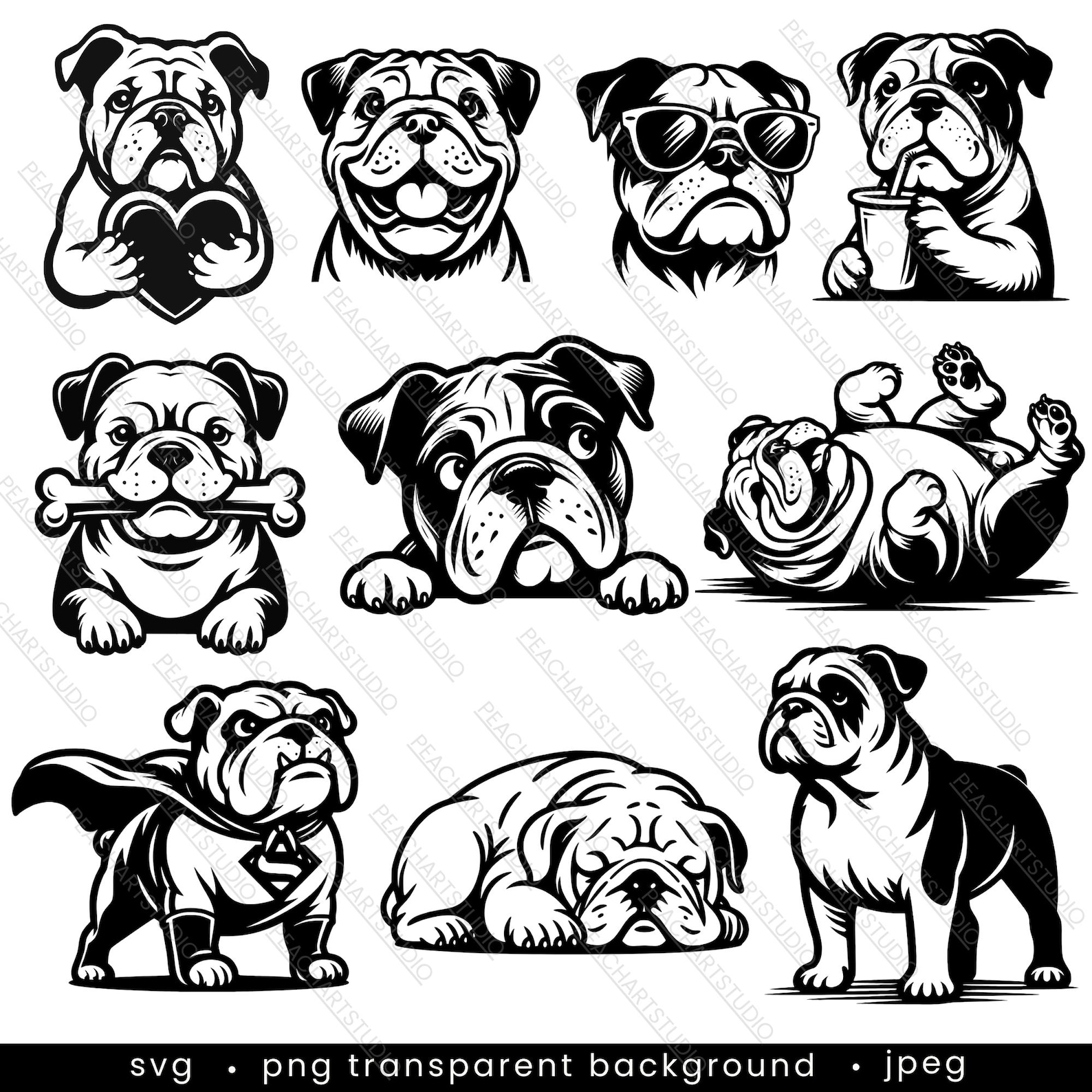 Bulldogs Svg Bundle - 10 Designs. Svg for Cricut, Bulldogs Png, Bulldog ...