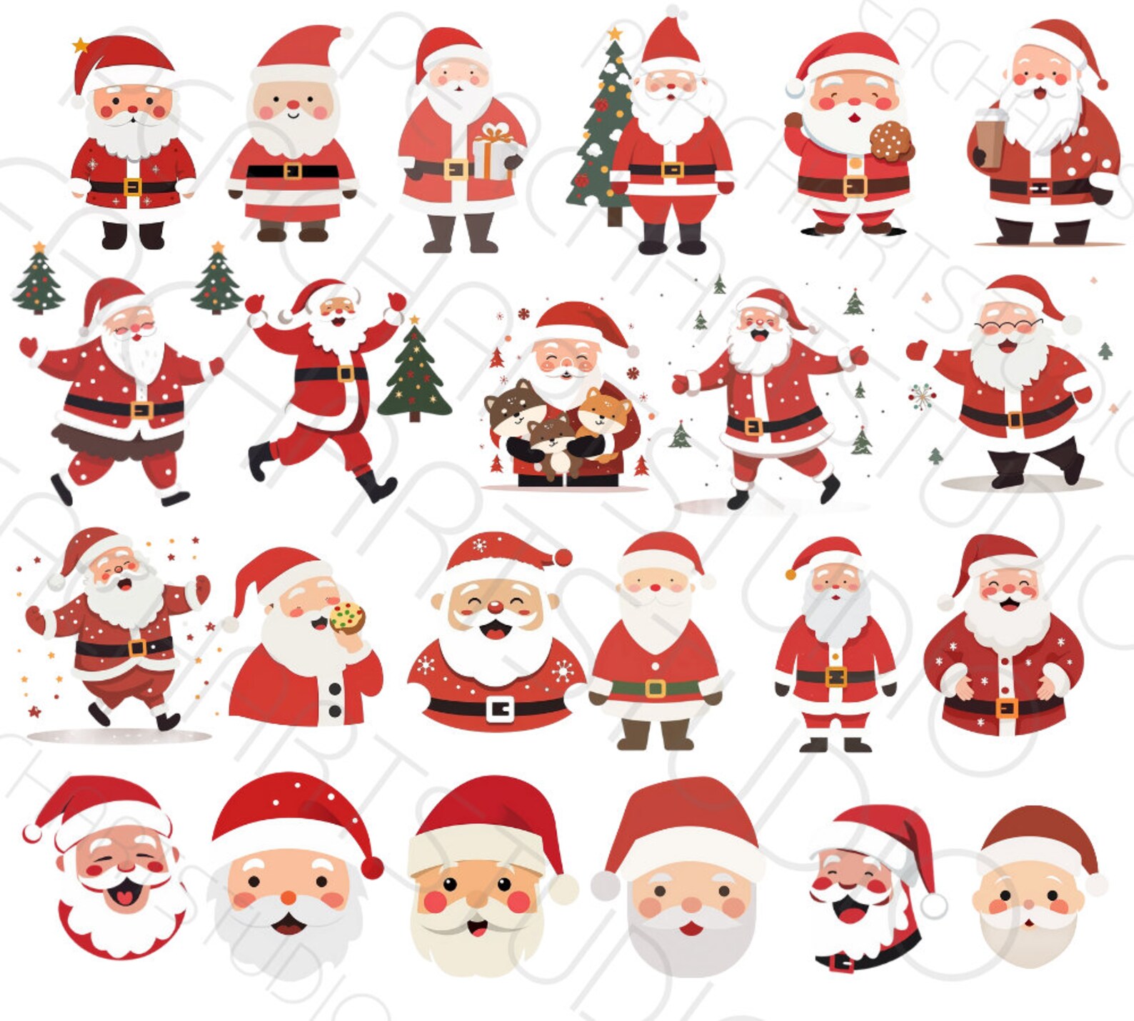 Christmas Santa Clipart Bundle 50 PNG & SVG Santa Svg Christmas Svg ...
