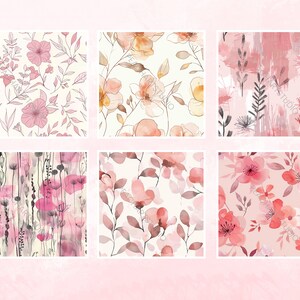 20 Pink Watercolor Floral Printable Paper Seamless Shabby Chic Instant ...