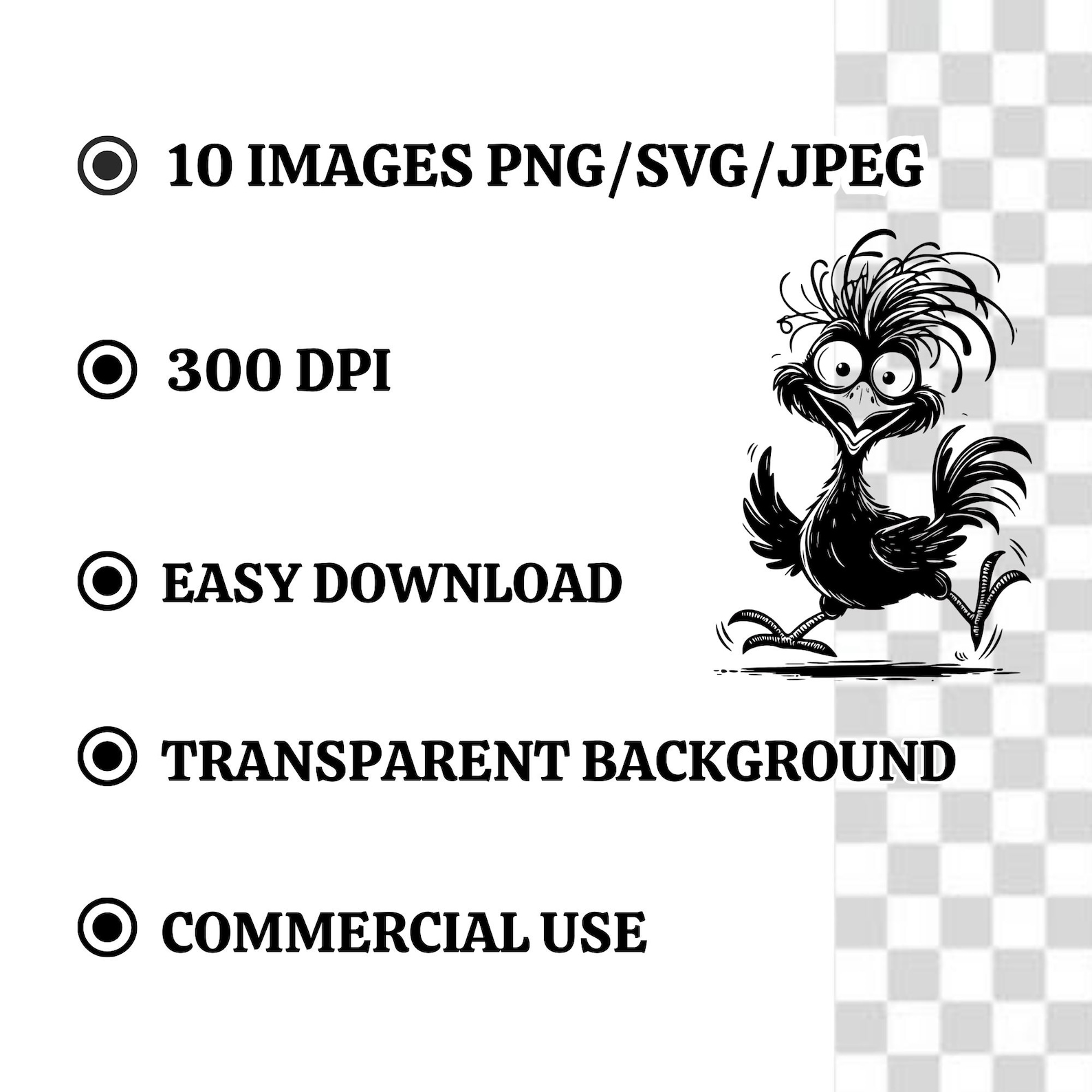 Crazy Chicken Svg & Png - 10 Designs, Rooster Clipart, Chicken Vector ...