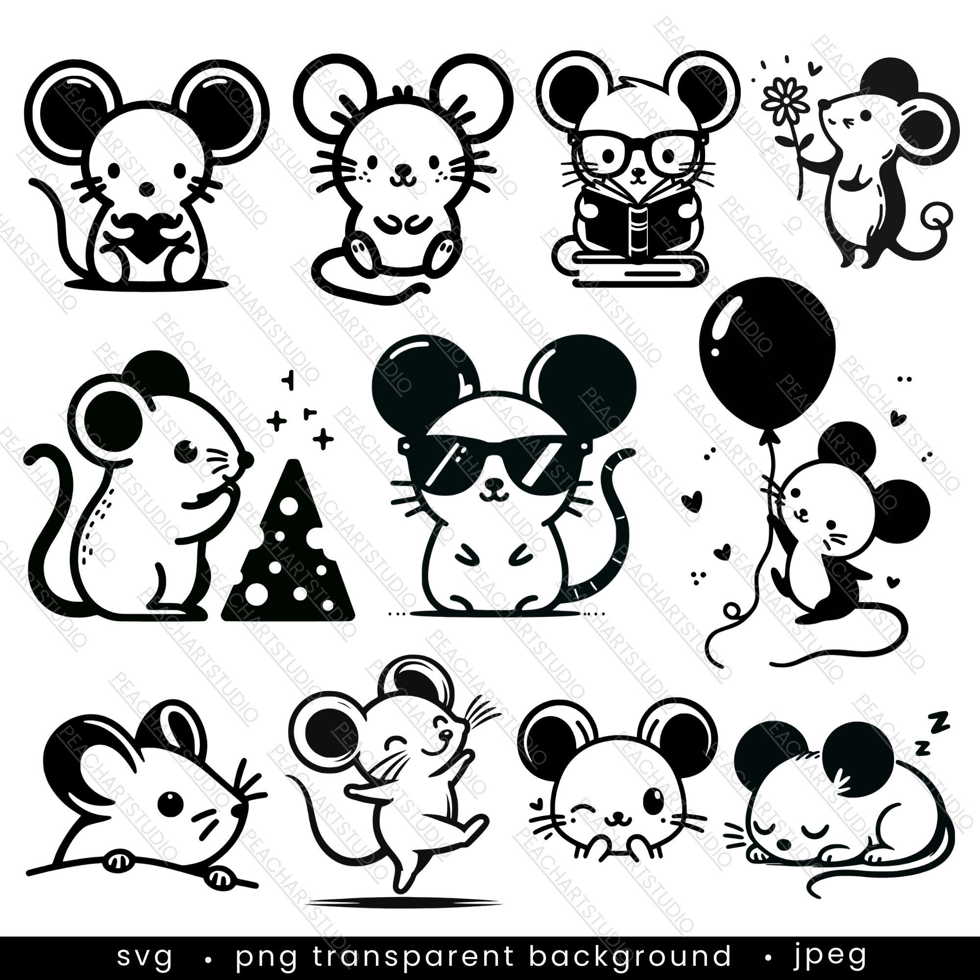 Cute Mouse Svg - 11 Design. Mouse Clipart, Cute Animal Svg, Kawaii Svg ...