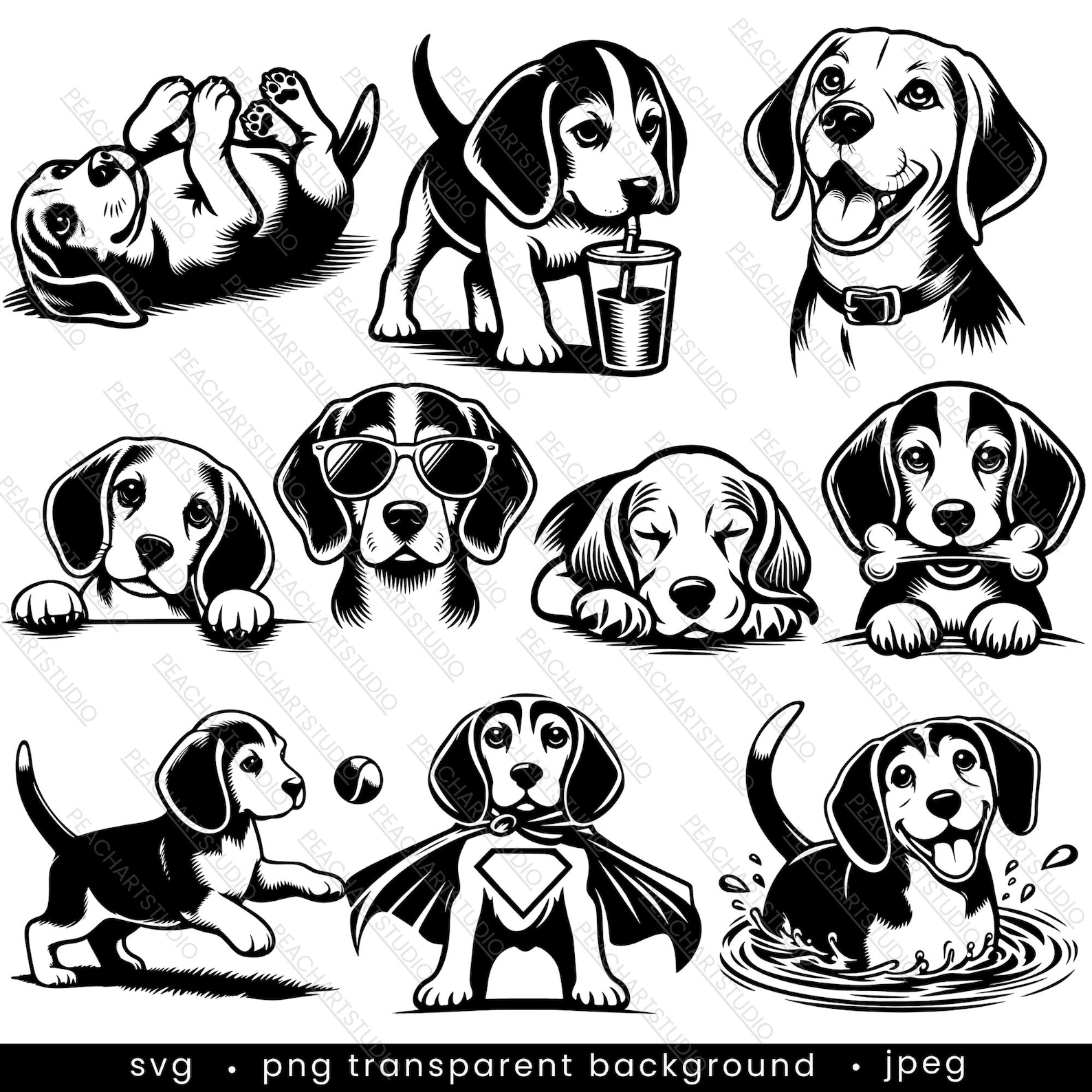 Beagle SVG Files for Cricut, Beagle Dog SVG Clipart Bundle | Cute ...