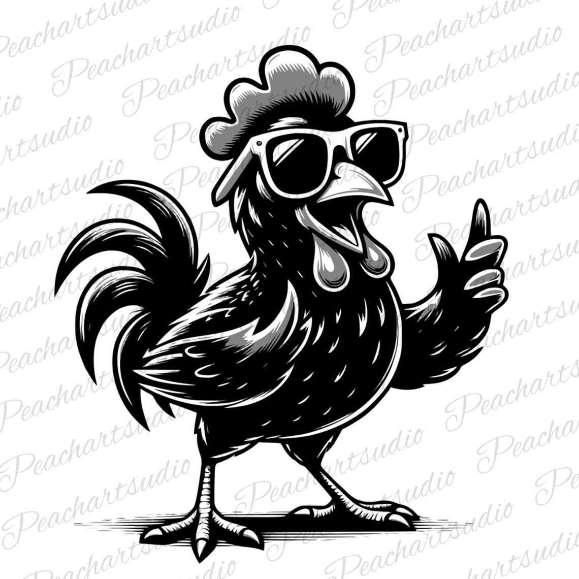 Crazy Chicken Svg & Png, Rooster Clipart, Chicken Vector Image, Funny ...