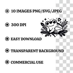 Cute Frog SVG Bundle - 10 Designs. Frog Png | Animal Svg | Frog Vector ...