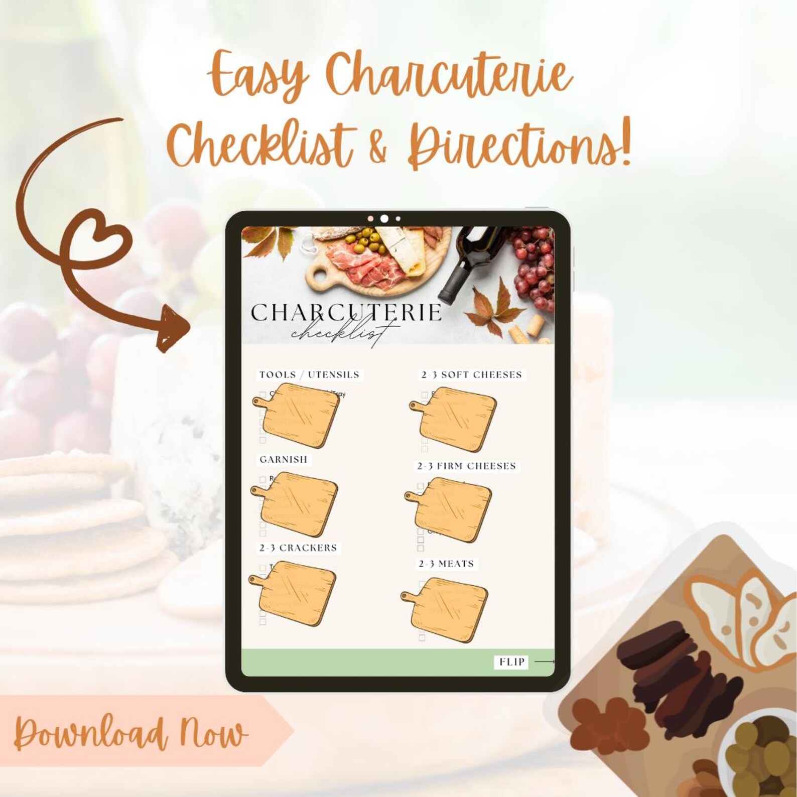 Charcuterie Recipe, Grocery Checklist & How-to Guide. Easy Cheese Board ...