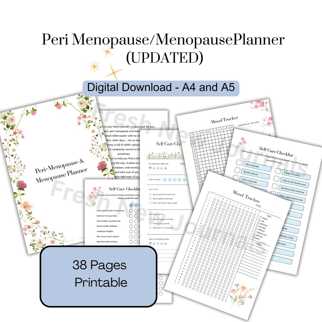 Menopause Planner Printable: Peri Menopause Symptoms Tracker, Self-care ...