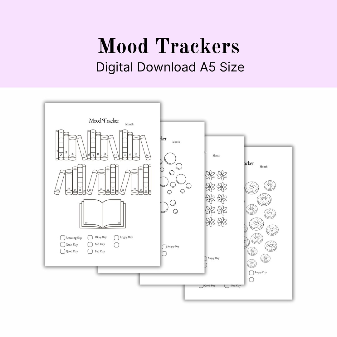 Monthly Mood Tracker, A5 Printable Digital Download, Bullet Journal ...