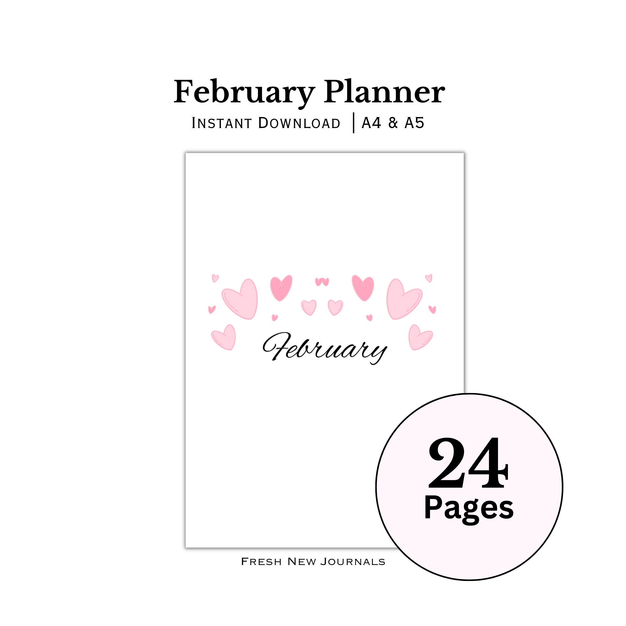 2024 and Undated February Calendar, Mood Tracker, February Template ...