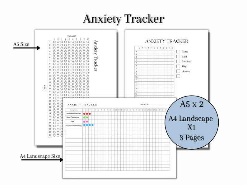 Simple Anxiety Tracker, Printable A5 A4 PDF, Stress Symptoms, Mental ...