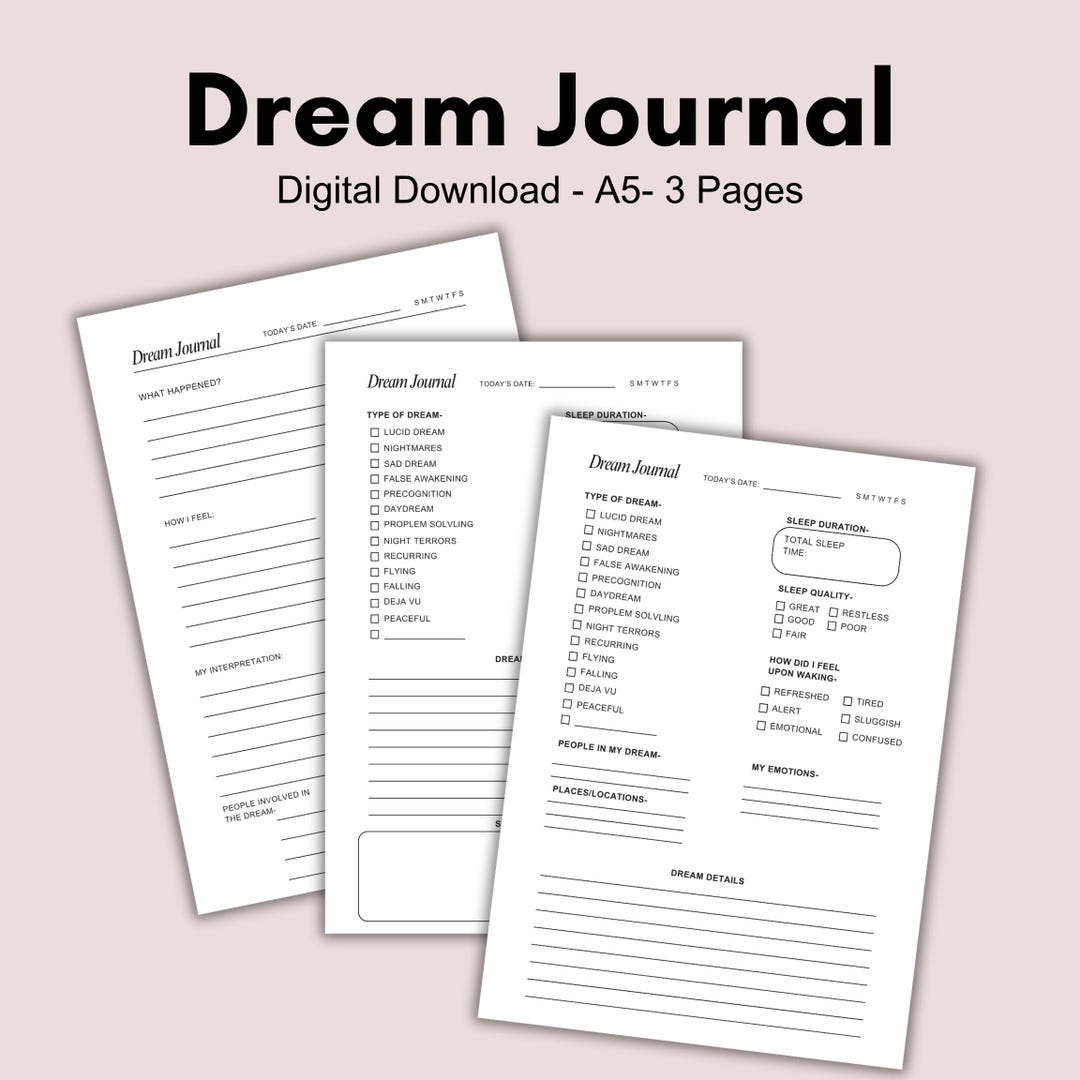 Dream Journal Printable, Digital Dream Journal, Dream Tracker, Dream ...