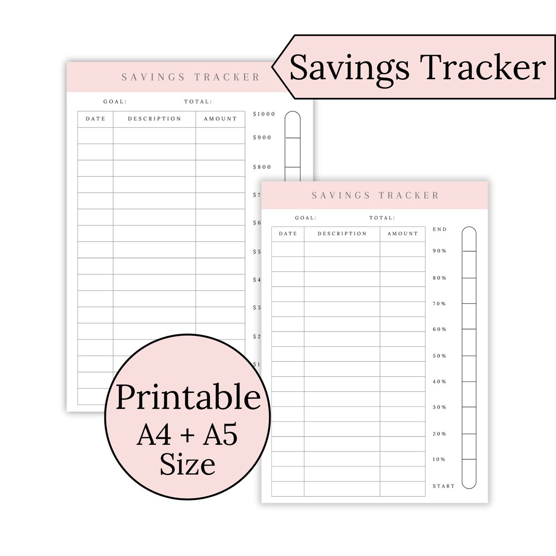 Printable Savings Tracker, Budget Savings Plan, Goal Planner, Money ...