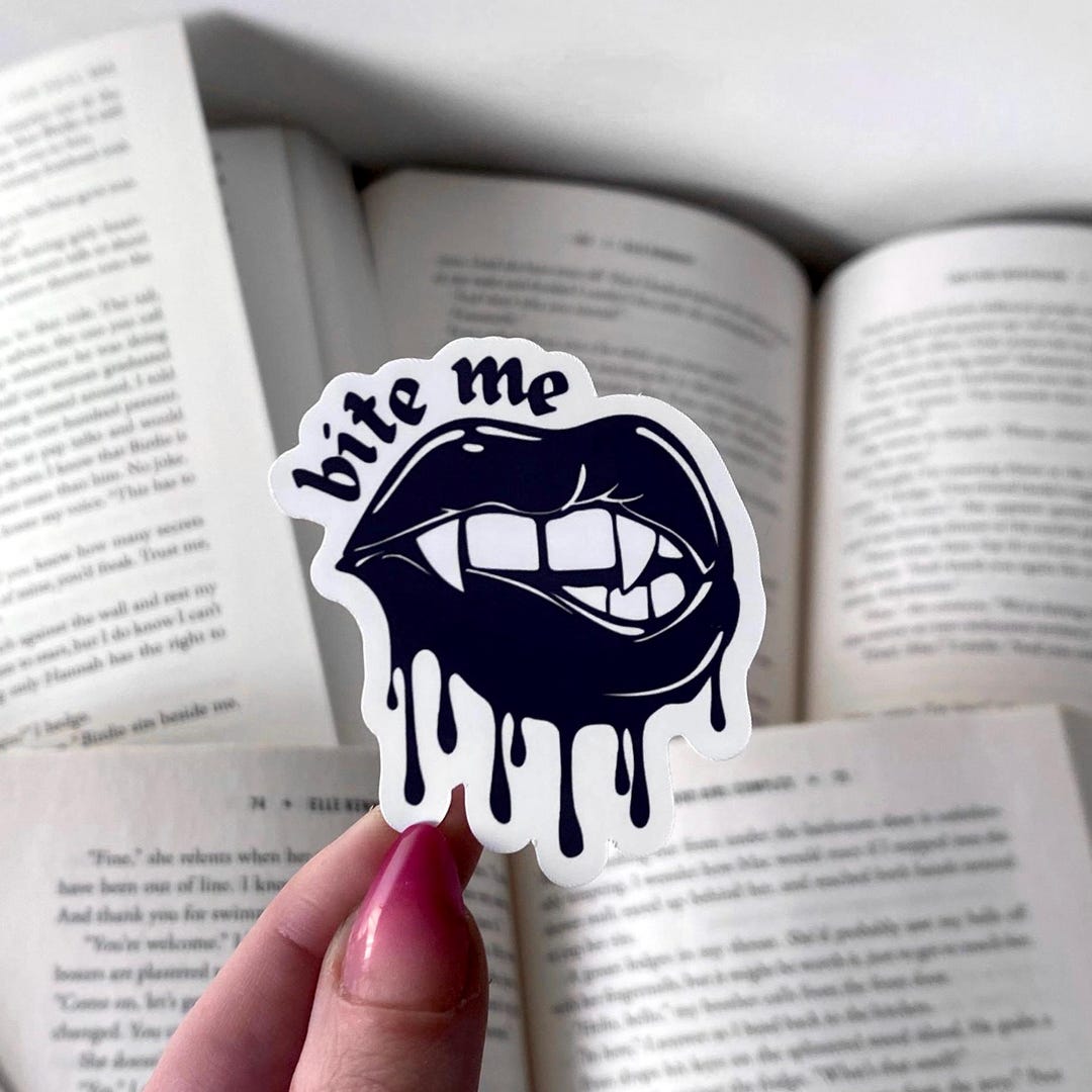 Vampire Teeth “bite Me” Sticker | Black and White Dark Romance Bookish ...