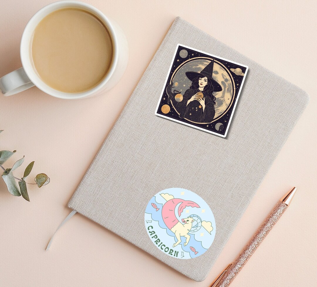Moon Witch Witch Sticker Trendy Stickers Water Bottle - Etsy