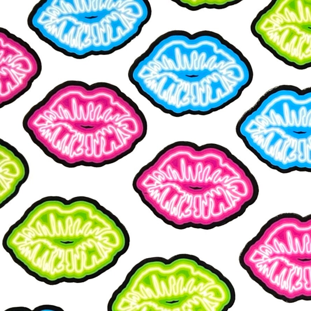 Electrifying Kiss Sticker Neon Lights Lipstick Kiss 2 Inches - Etsy Electrifying Kiss Sticker Neon Lights Lipstick Kiss 2 Inches - Etsy