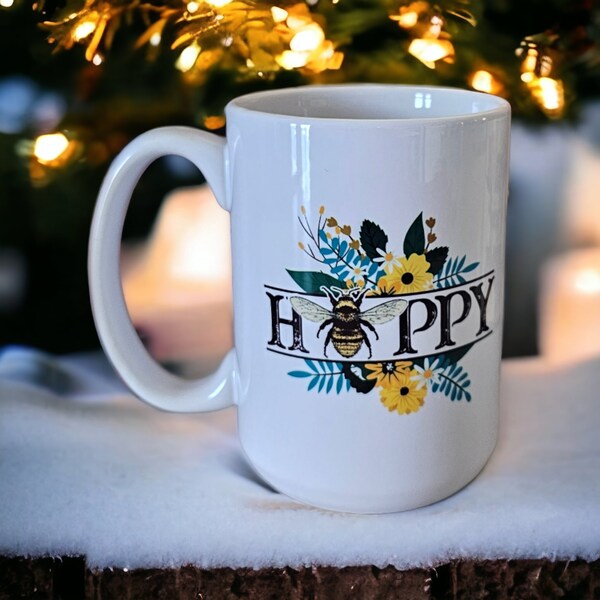 Bee Happy Mug - Etsy