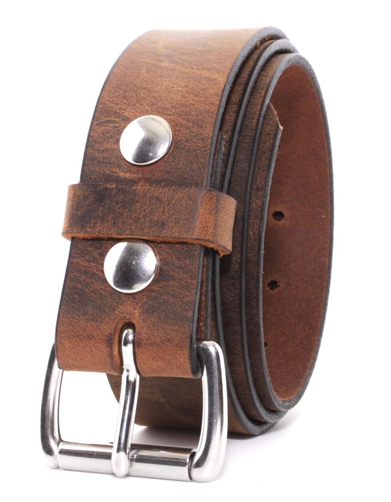 Handmade Full Grain Buffalo Leather Belt: Amish Made in USA 1.25 ...