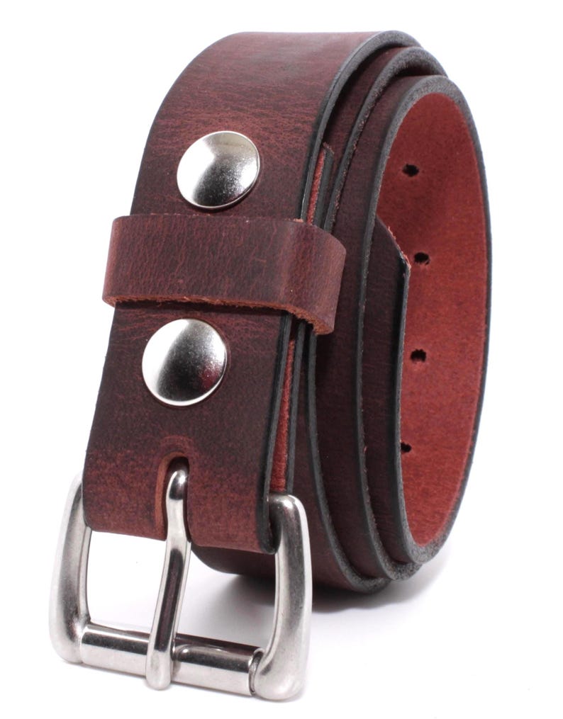 Handmade Full Grain Buffalo Leather Belt: Amish Made in USA 1.25 ...