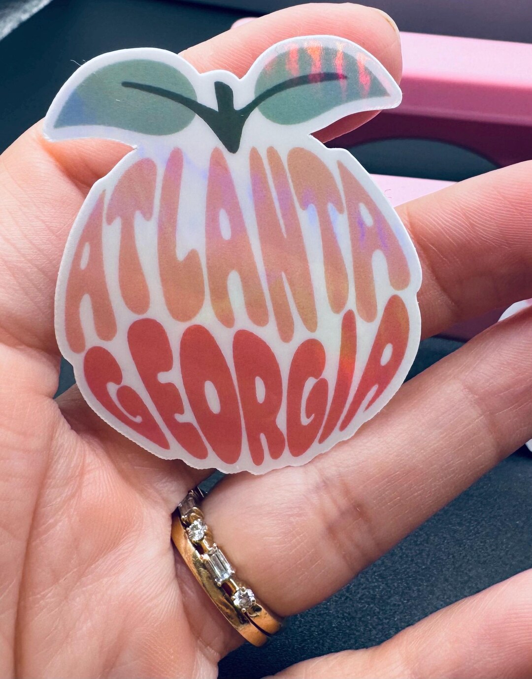 Atlanta Georgia Peach Sticker – Holographic Peach State Decal, Southern ...