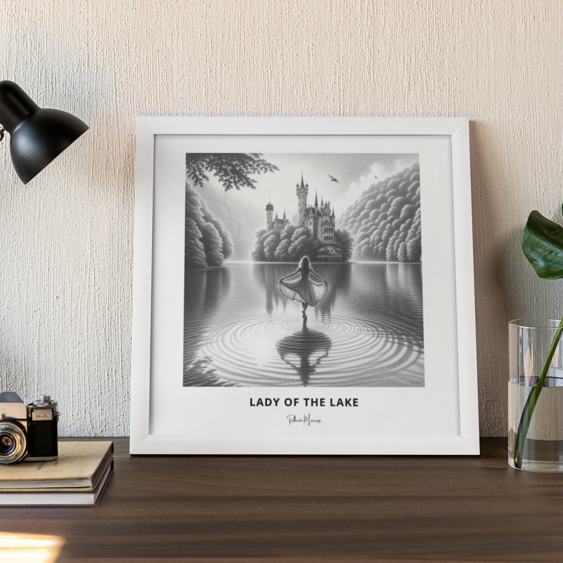 Lady of the Lake, Framed Modern Wall Art, Fantasy, Camelot, King Arthur ...