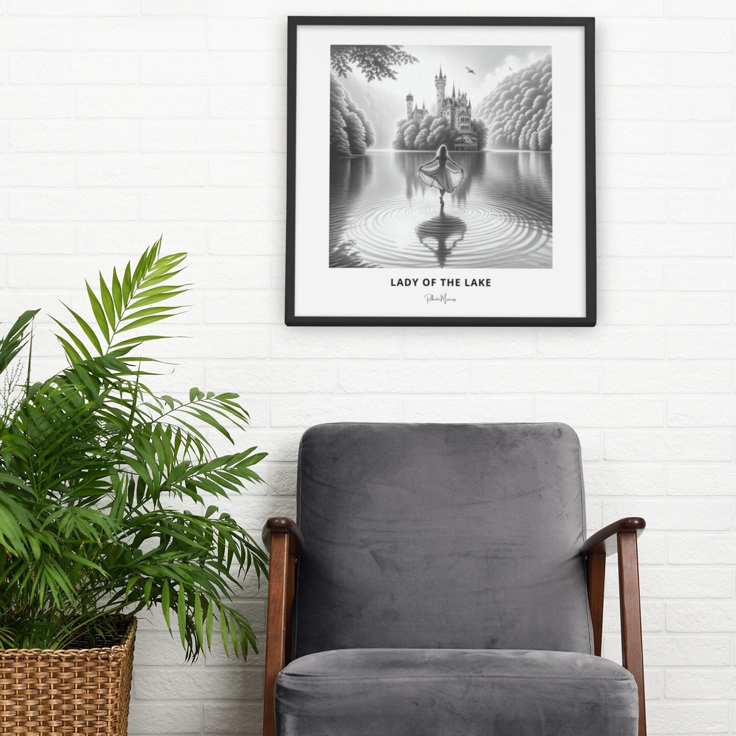 Lady of the Lake, Framed Modern Wall Art, Fantasy, Camelot, King Arthur ...