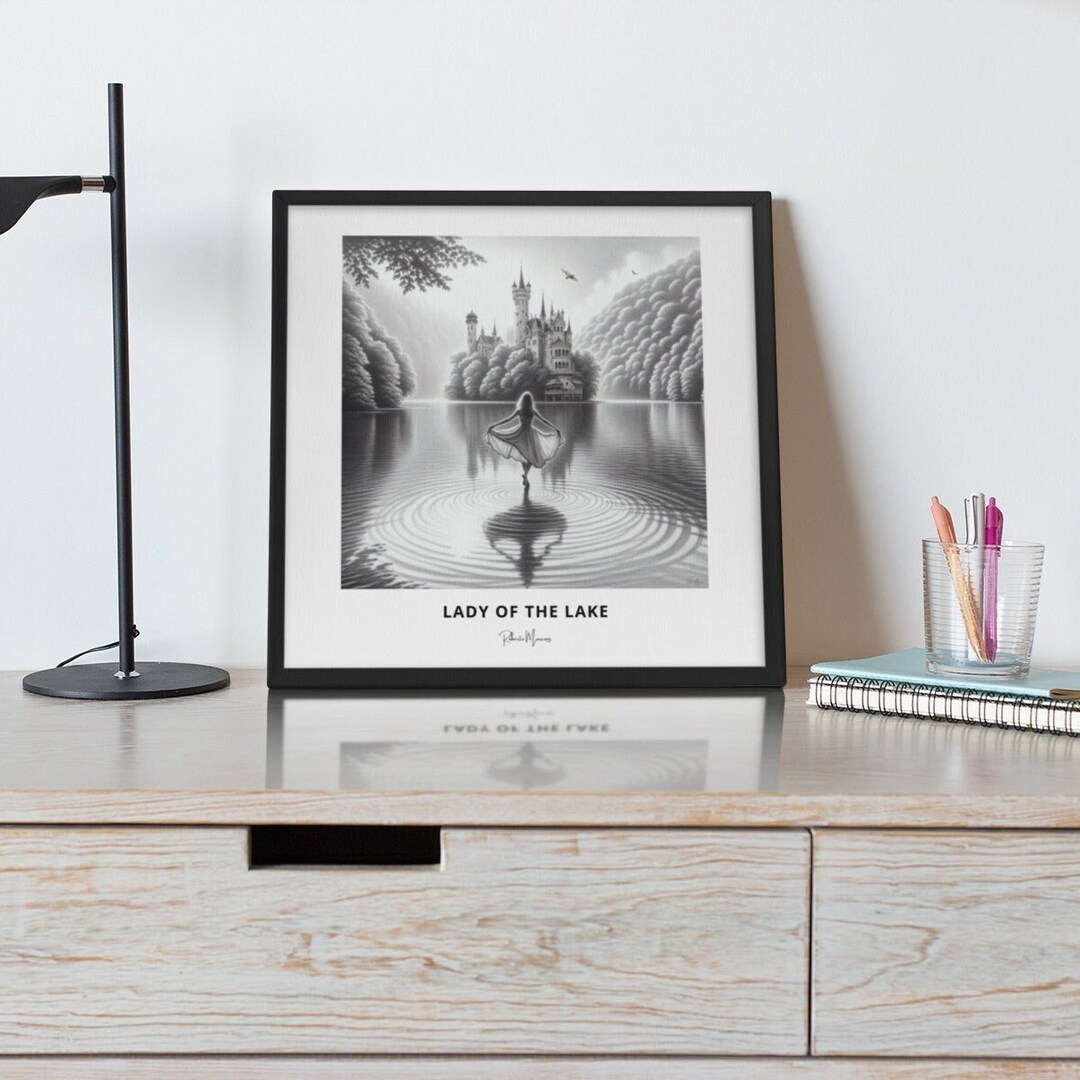 Lady of the Lake, Framed Modern Wall Art, Fantasy, Camelot, King Arthur ...
