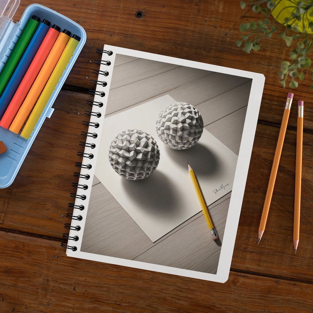 Optical Illusion Spiral Notebook, 140 Dotted Pages, Soft-touch Coating ...