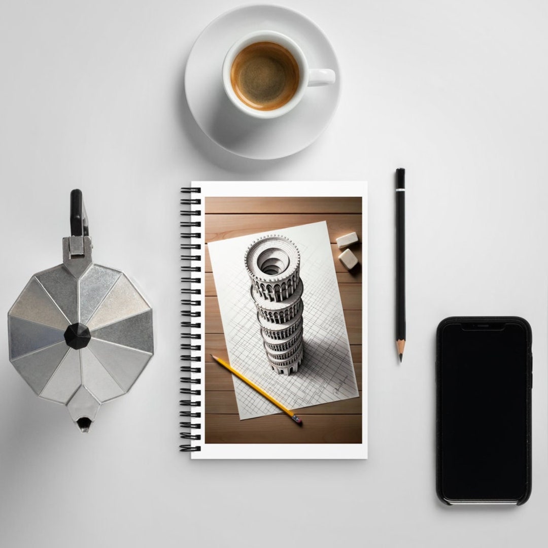 Optical Illusion Spiral Notebook, 140 Dotted Pages, Soft-touch Coating ...