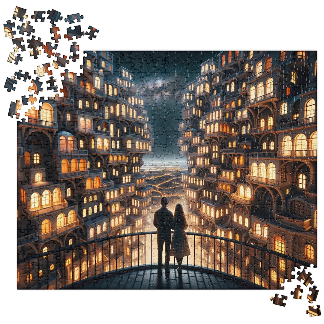 Evening in Möbius City - Surreal Cityscape Jigsaw Puzzle, M.C. Escher ...