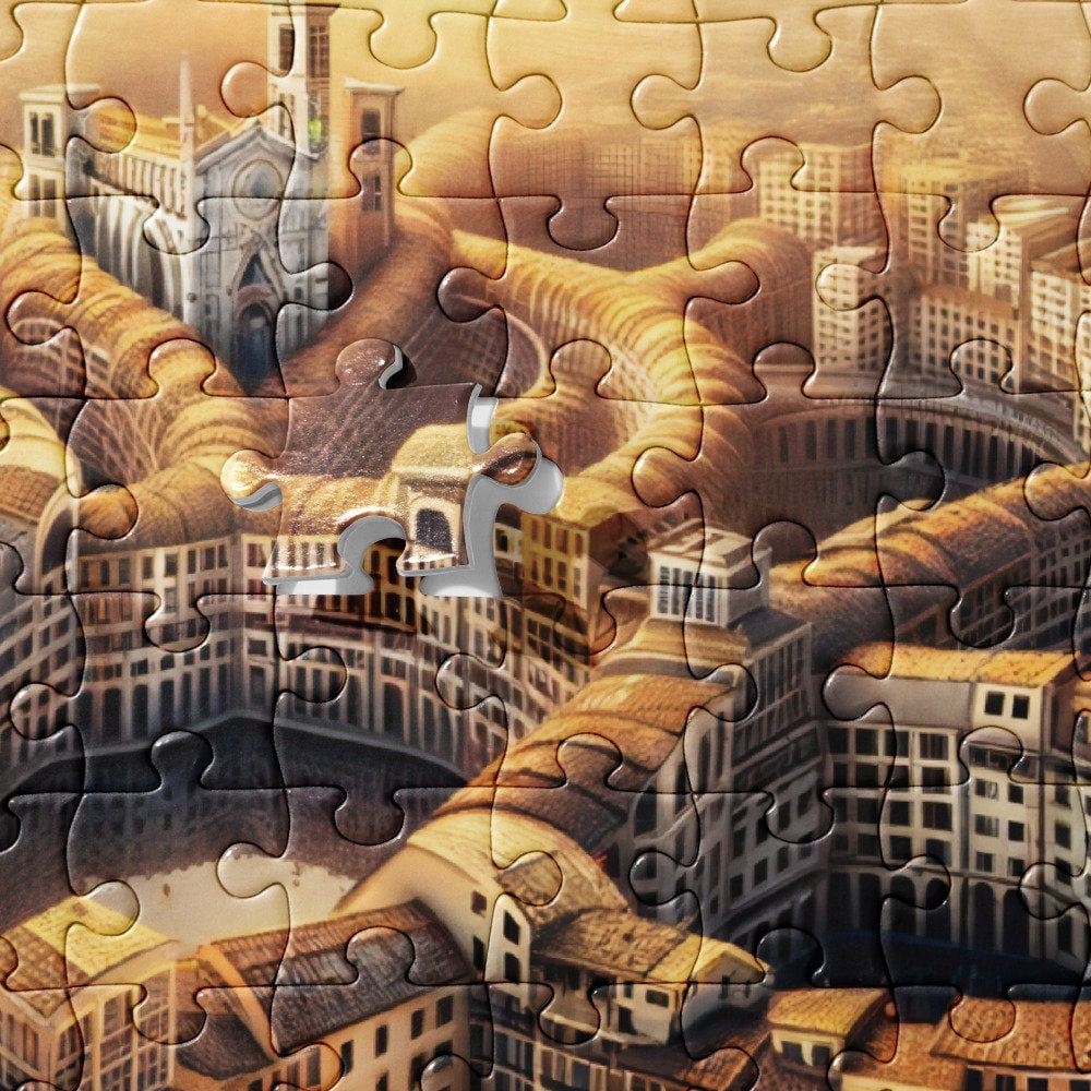 Sunrise at Möbius City - M.C. Escher Inspired Jigsaw Puzzle, Surreal ...