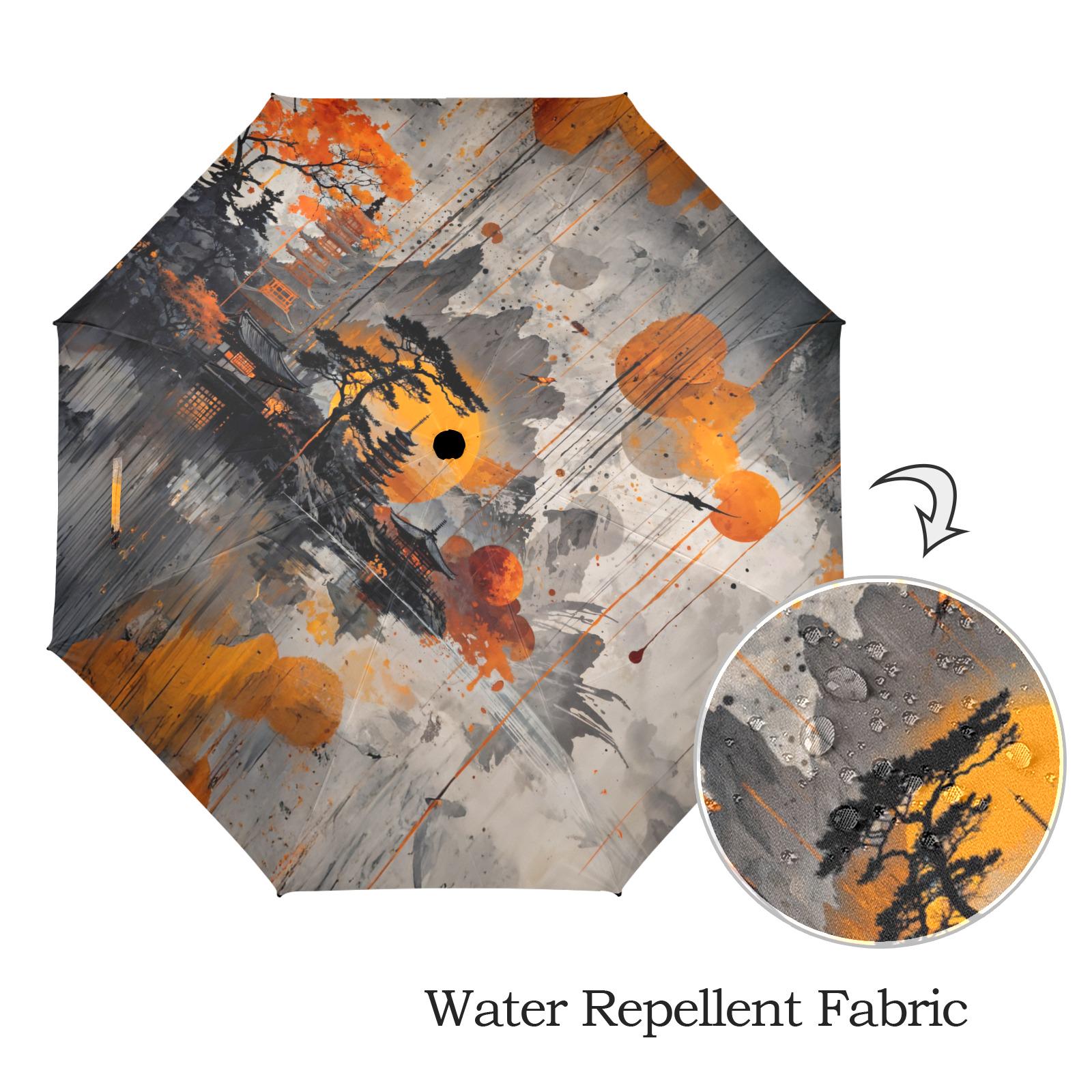 Umbrella, Artistic Asian Landscape Umbrella - Semi-automatic Foldable ...