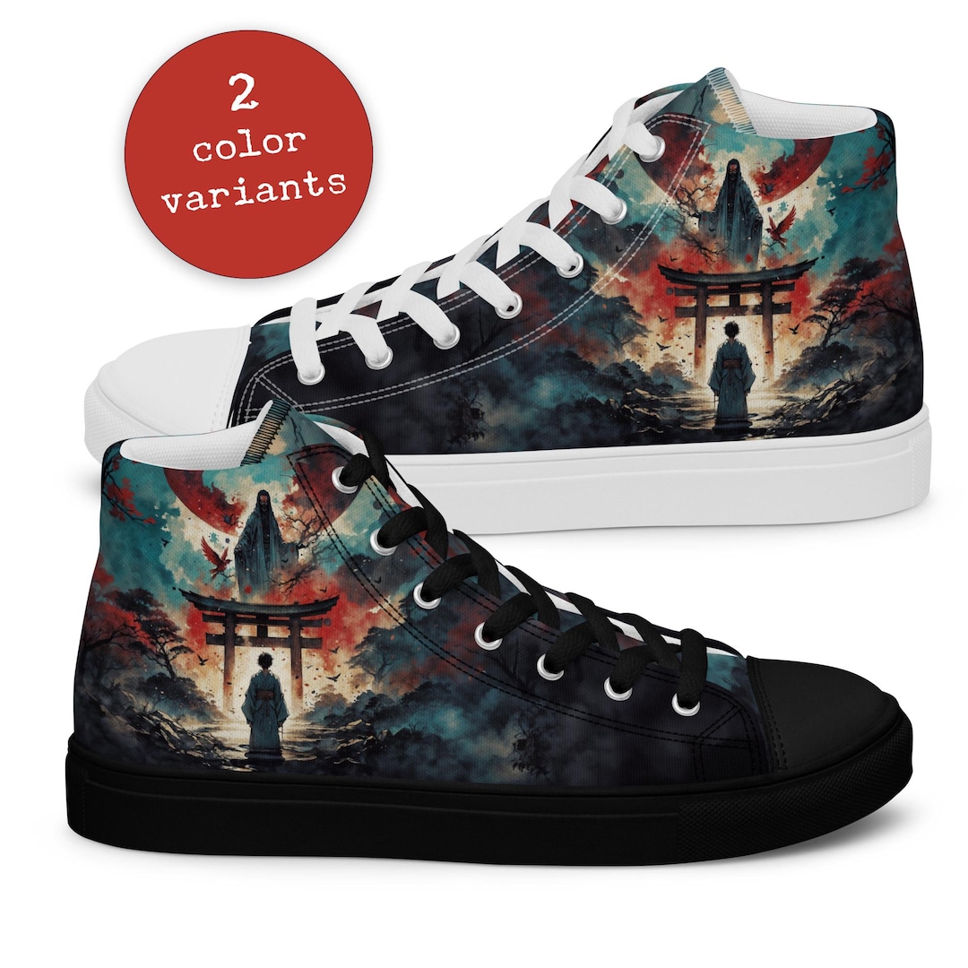 Japanese Samurai Canvas High Top Sneakers: Torii Gate Anime Shoes - Etsy