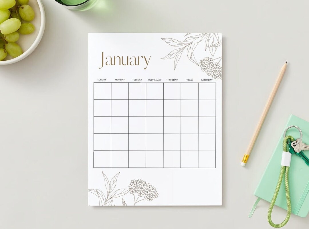 The Grace Calendar | Floral Botanical Farmhouse Modern Printable ...